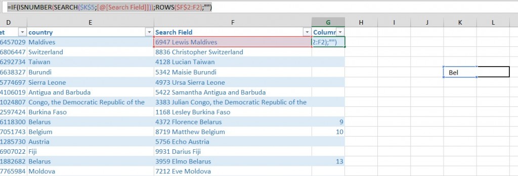 Dynamic searchbox in Excel (without VBA) | Franck Largeault